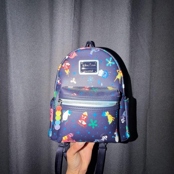 Loungefly | Bags | Loungefly Navy Blue Backpack With Colorful Print ...
